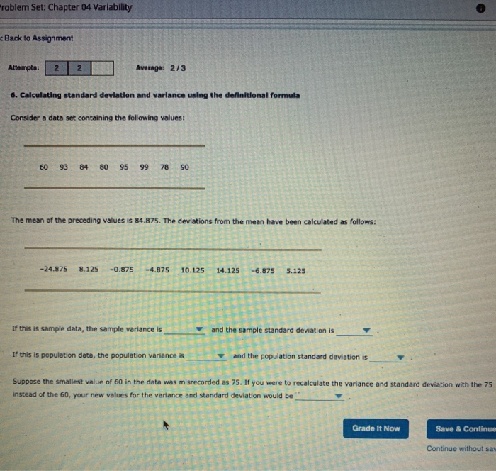 Solved Problem Set: Chapter 04 Variability Back to | Chegg.com