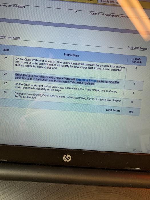 Solved Stader - Instructions Exp19_Excel_AppCapstone_Intro | Chegg.com