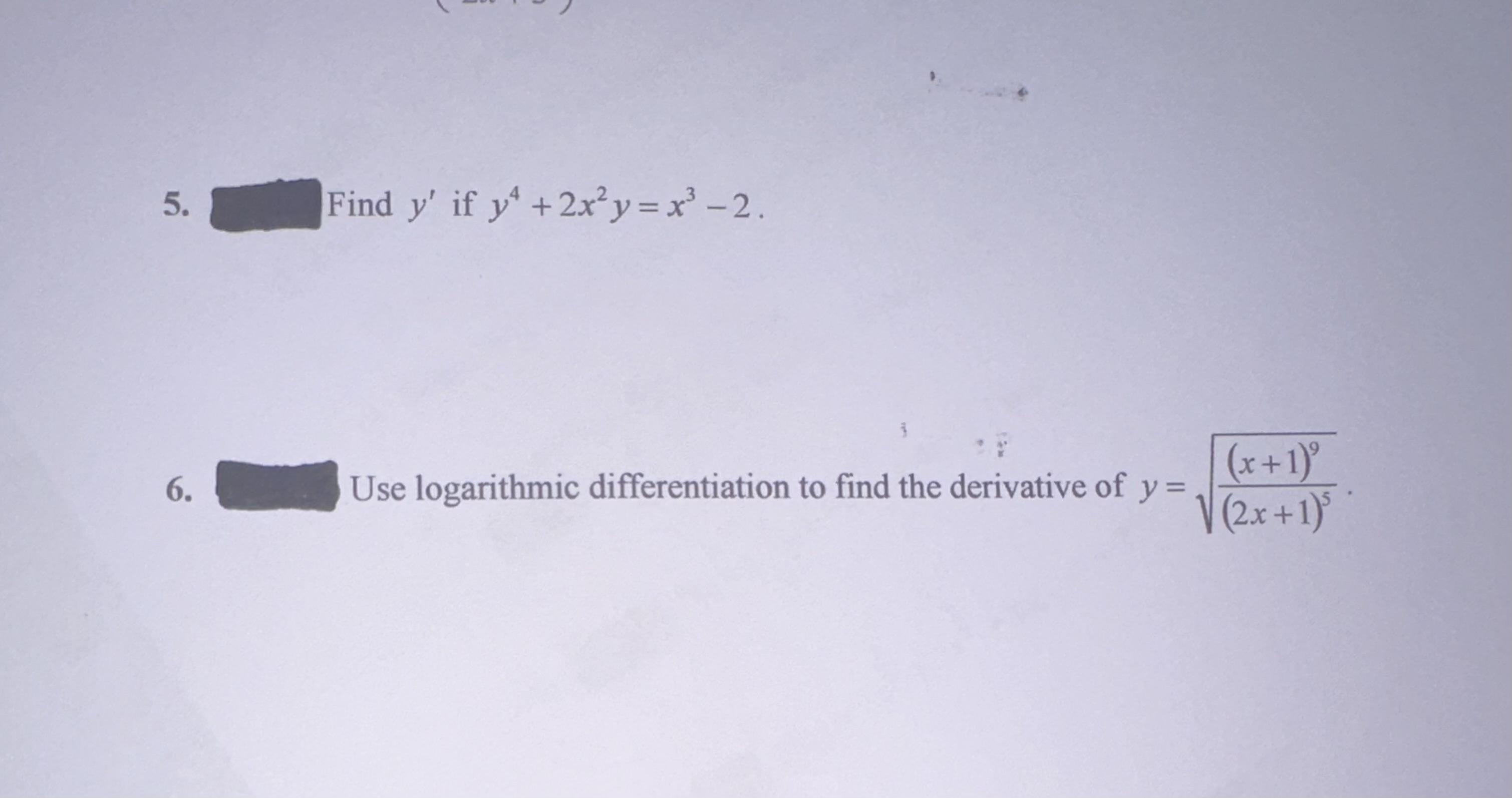 Solved Find y' ﻿if y4+2x2y=x3-2.Use logarithmic | Chegg.com