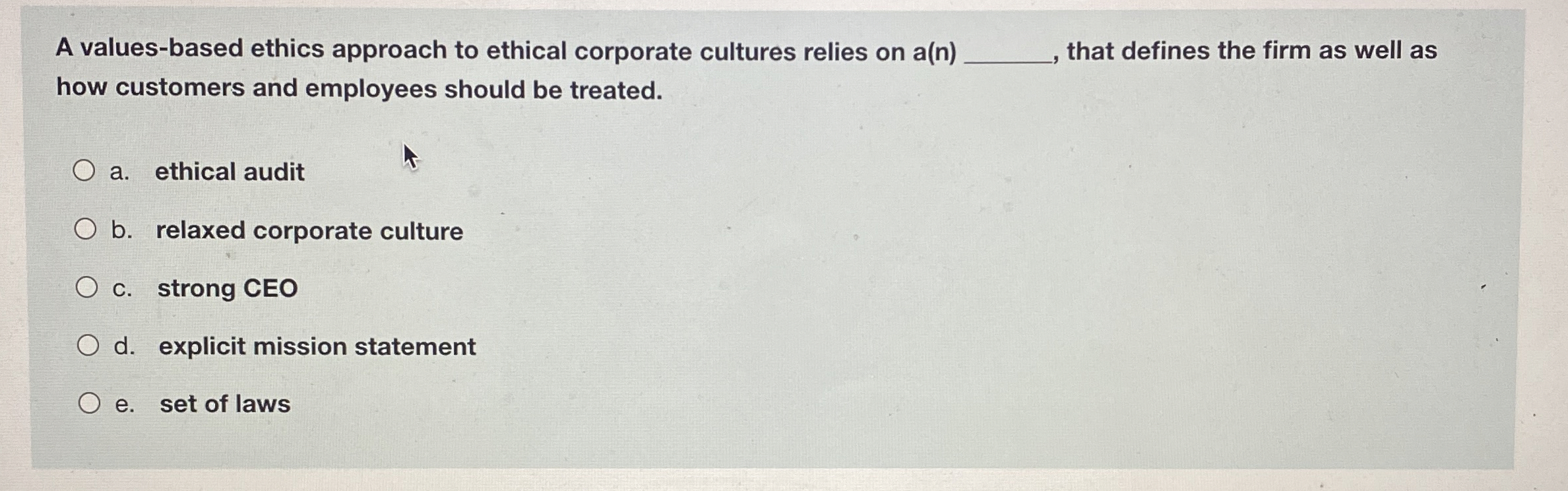 Solved A values-based ethics approach to ethical corporate | Chegg.com