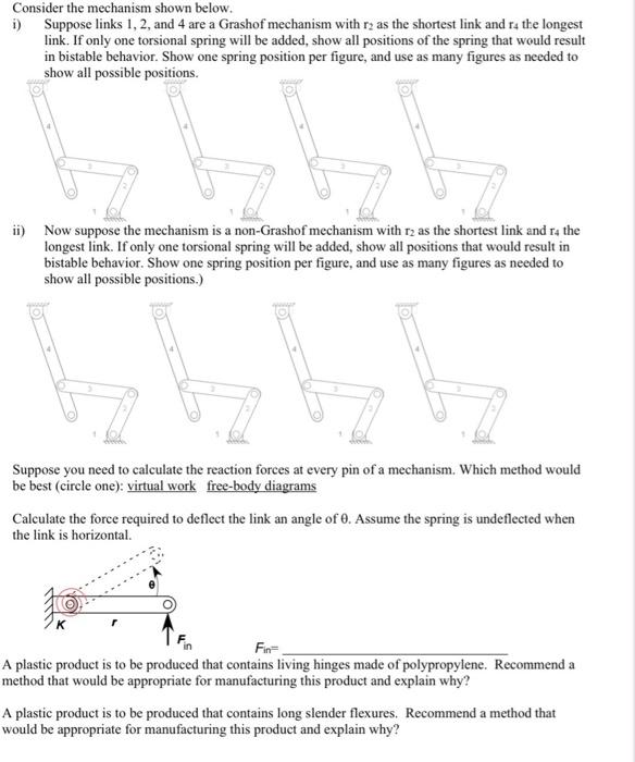 Solved Consider the mechanism shown below.i) ﻿Suppose links | Chegg.com