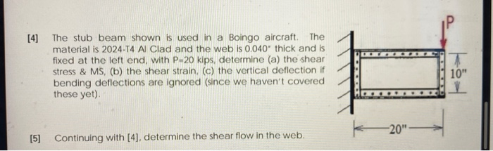 Solved [4] The stub beam shown is used in a Boingo aircraft. | Chegg.com