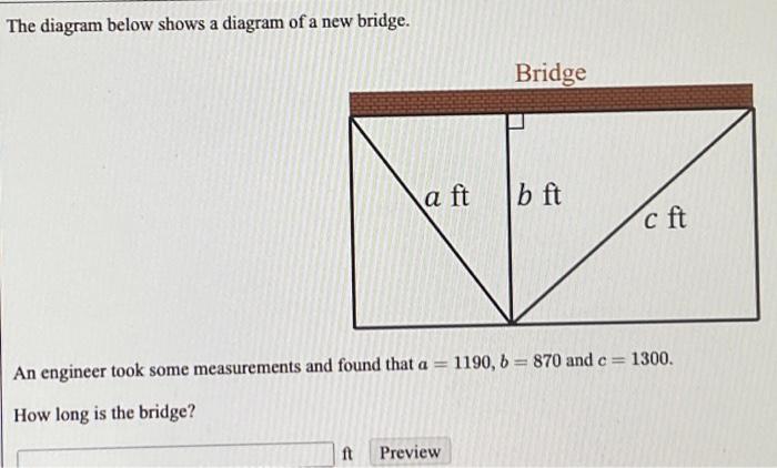 Solved The diagram below shows a diagram of a new bridge. An | Chegg.com
