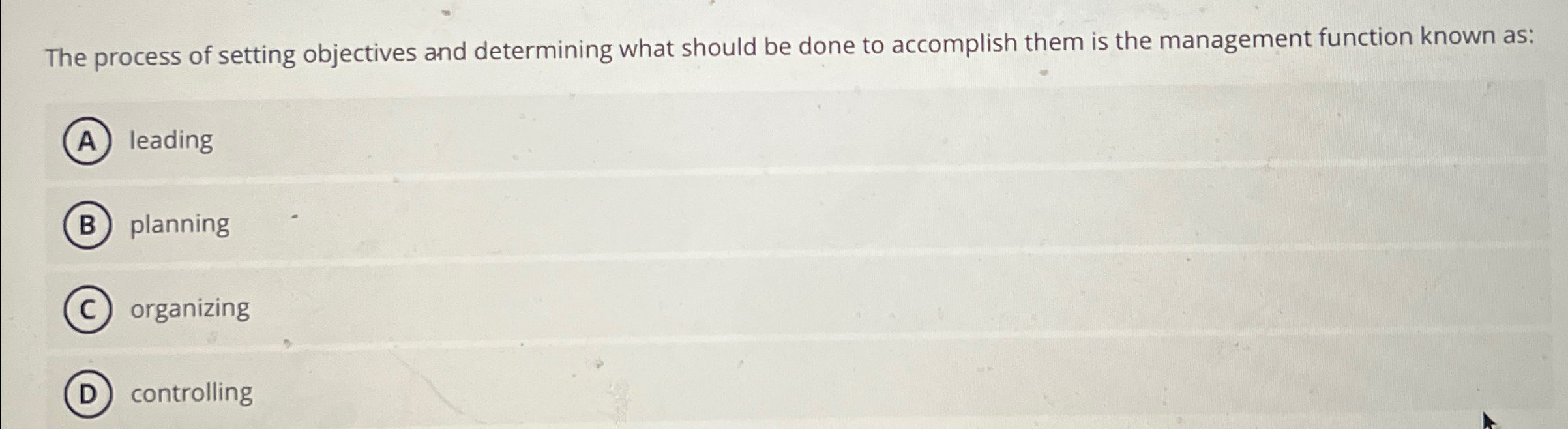Solved The process of setting objectives and determining | Chegg.com