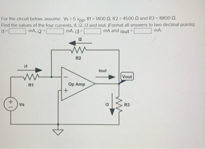 Solved For the circuit below, assume: Vs = 5 Vpp, R1 = 1400 | Chegg.com