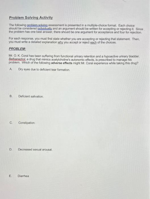Solved Problem Solving Activity The following peobinmsolving | Chegg.com