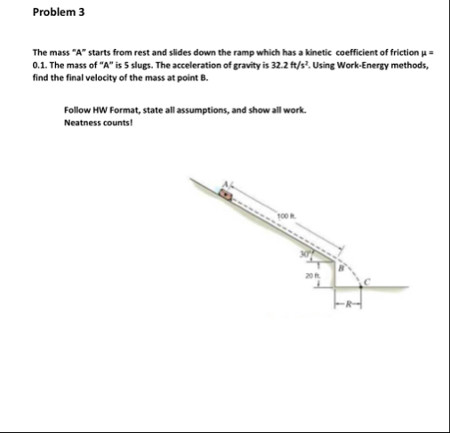 Solved Problem 3The mass "A" ﻿starts from rest and slides | Chegg.com