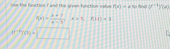 Solved Use the function f and the given function value | Chegg.com