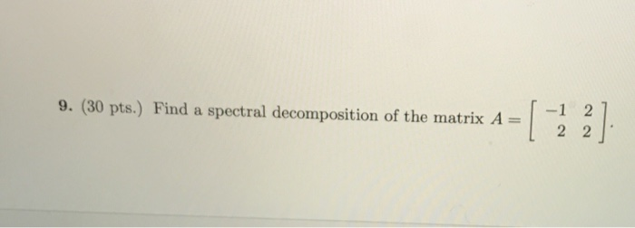 Solved 9. (30 pts.) Find a spectral decomposition of the | Chegg.com