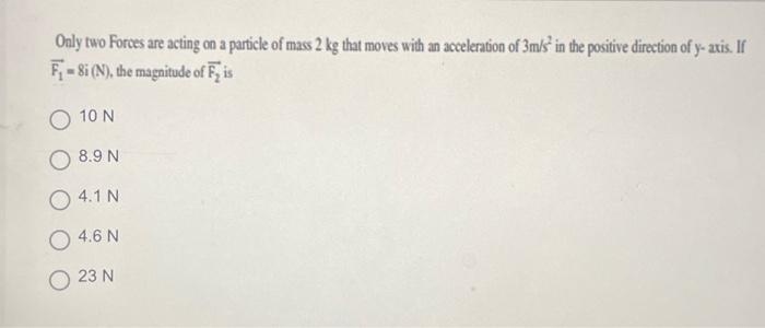 Solved Only two Forces are acting on a particle of mass 2 kg | Chegg.com
