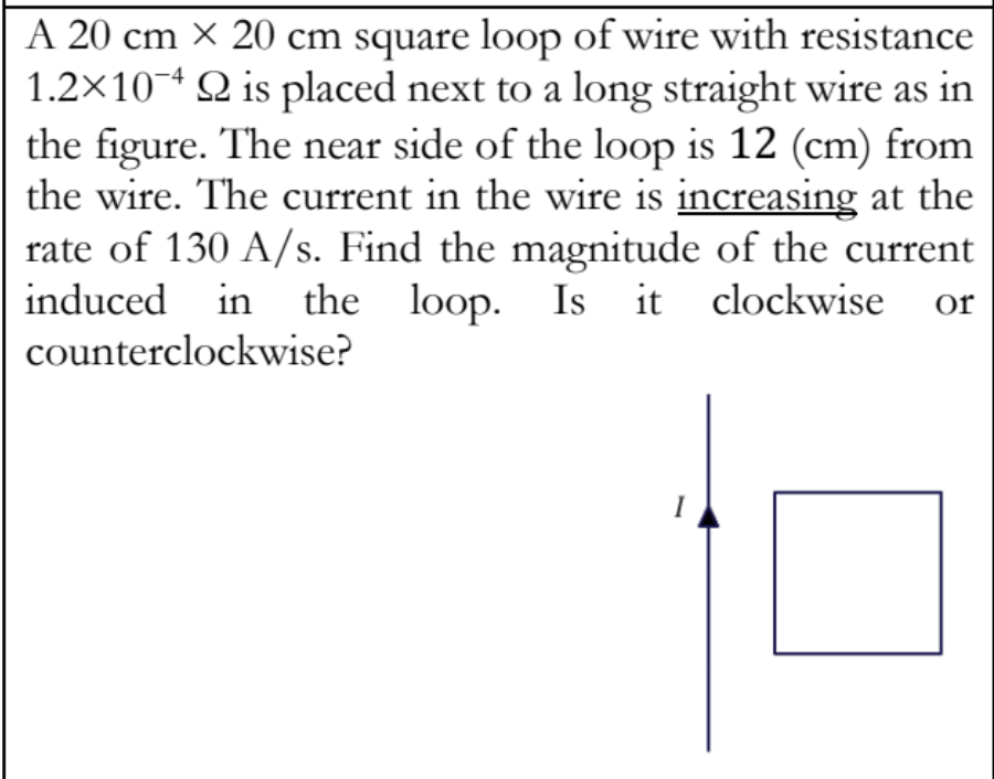 Solved A 20cm×20cm ﻿square loop of wire with | Chegg.com