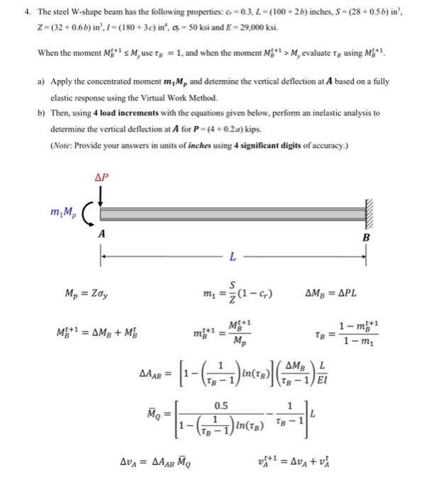 Solved 4. The steel W-shape beam has the following | Chegg.com