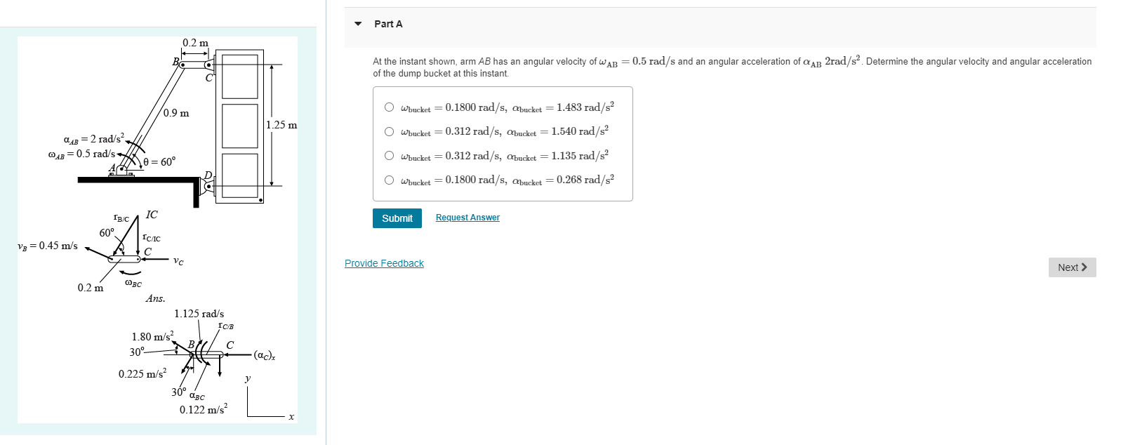 Solved At the instant shown, arm AB ﻿has an angular velocity | Chegg.com