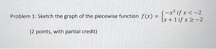 Problem 1: Sketch the graph of the piecewise function | Chegg.com
