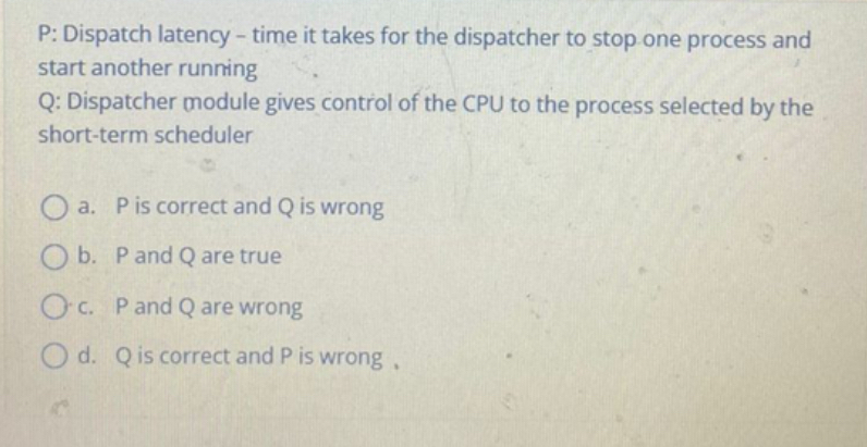 Solved P: Dispatch latency - ﻿time it takes for the | Chegg.com