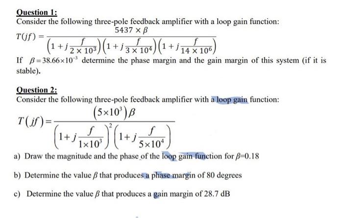 Question 1: Consider the following three-pole | Chegg.com