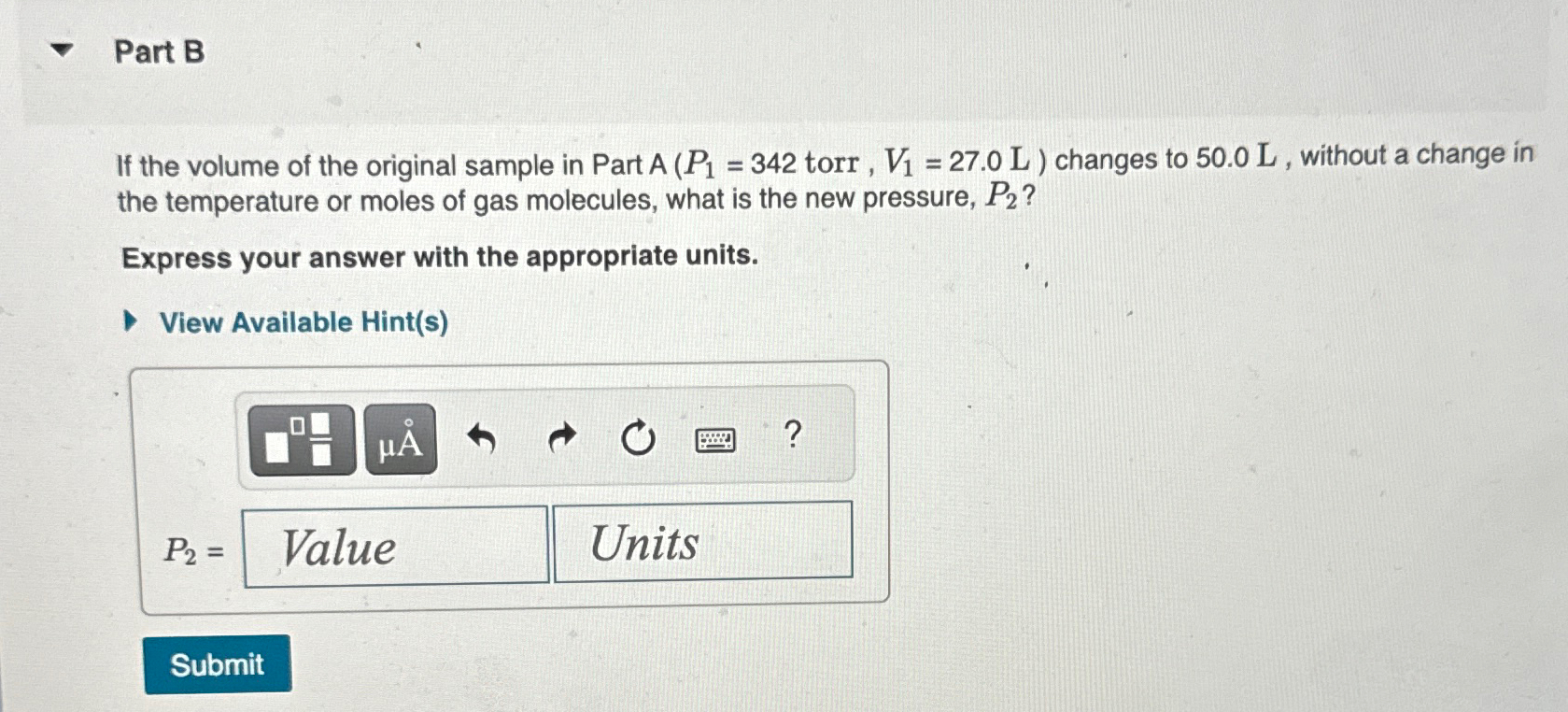 Solved Part BIf the volume of the original sample in Part | Chegg.com