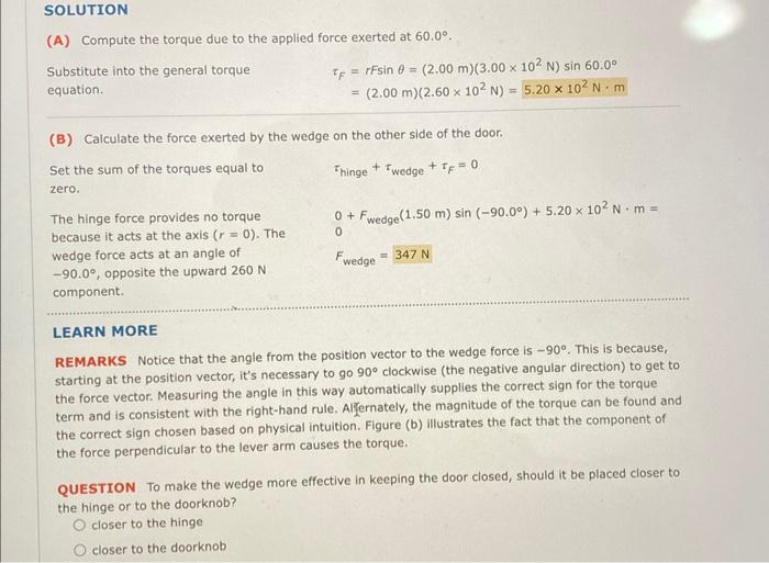 Solved GOAL Apply the more general definition of torque. (a) | Chegg.com