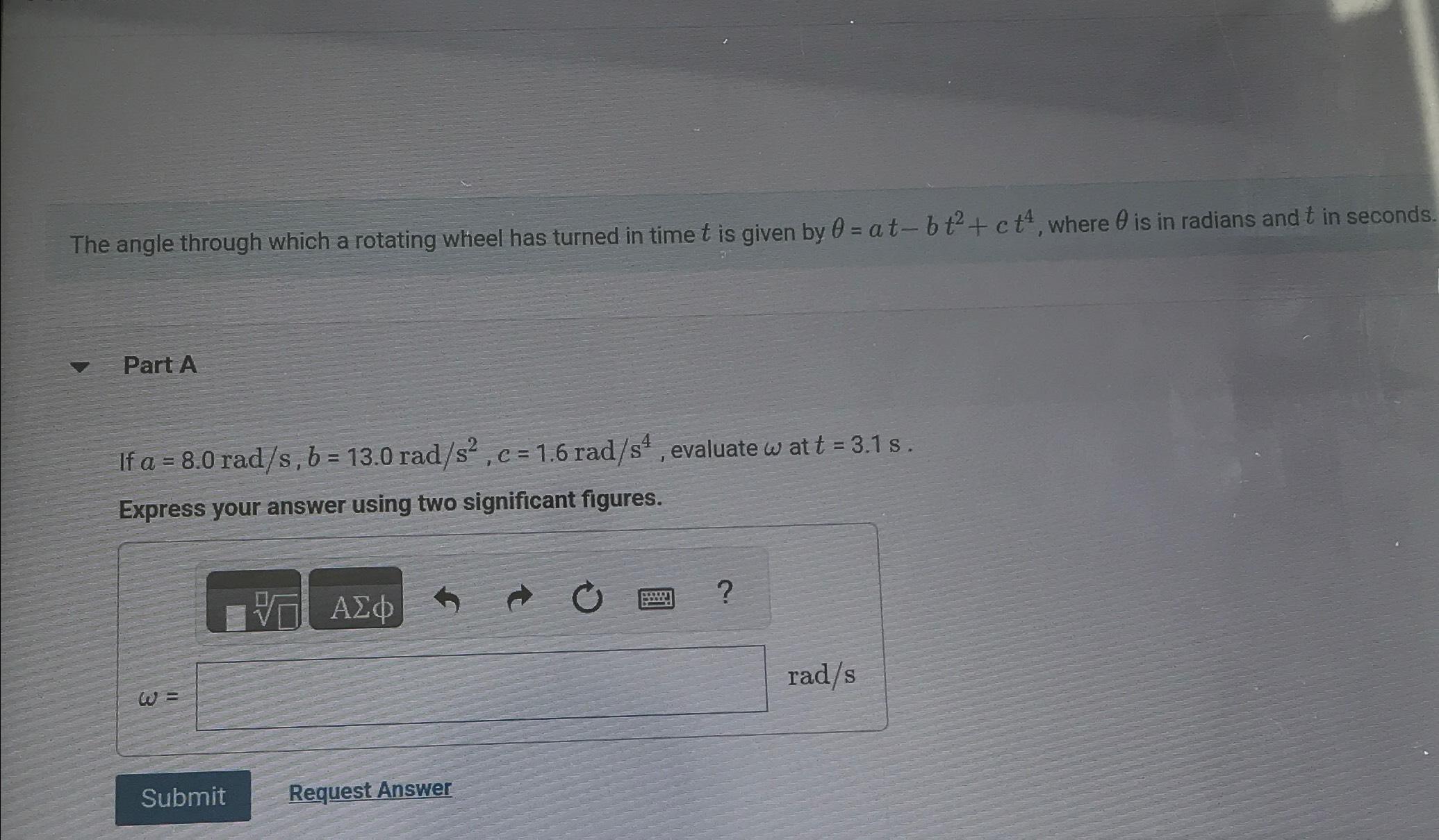 Solved The angle through which a rotating wheel has turned | Chegg.com