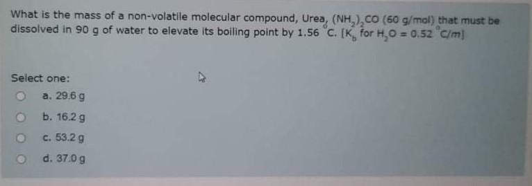 Solved What is the mass of a non-volatile molecular | Chegg.com