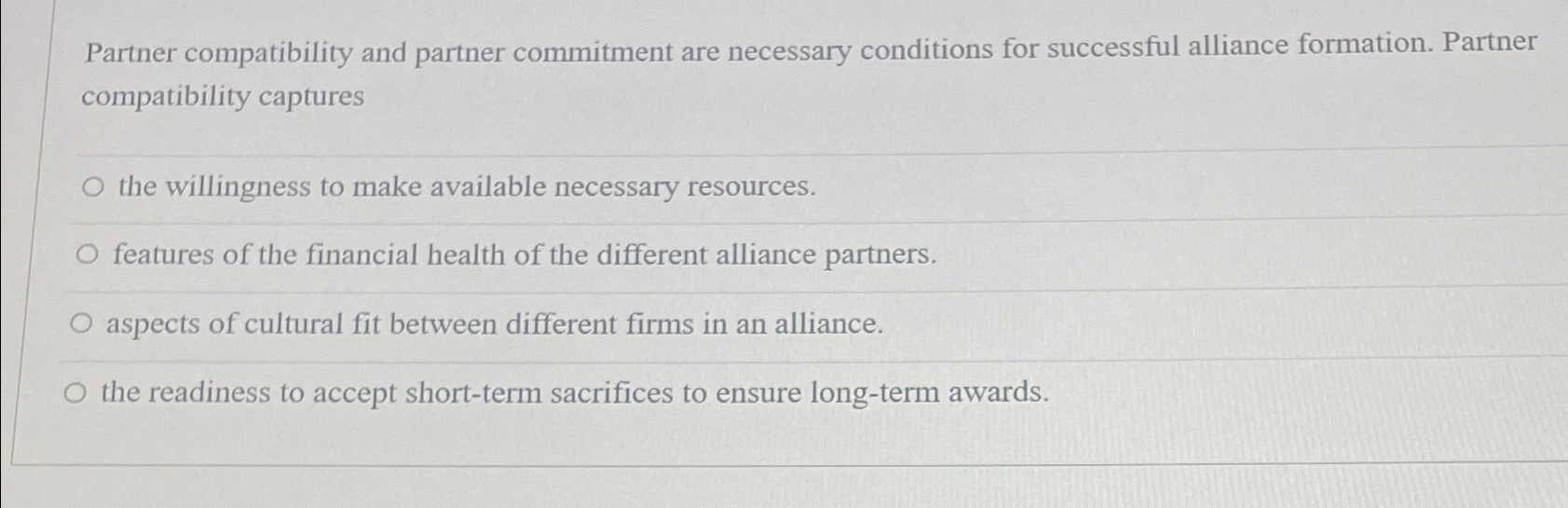 Solved Partner compatibility and partner commitment are | Chegg.com