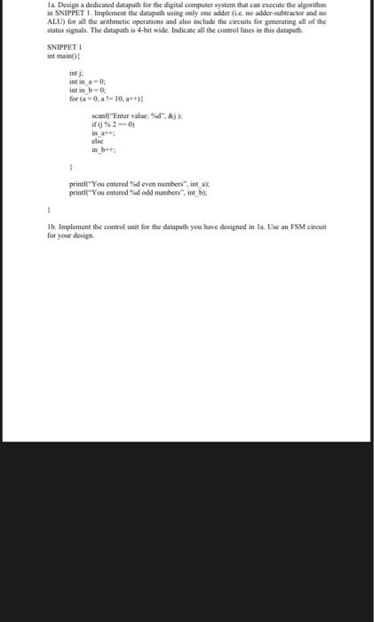 la Design a dedicated datapath for the digital | Chegg.com