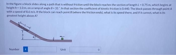 Solved In the figure a block slides along a path that is | Chegg.com