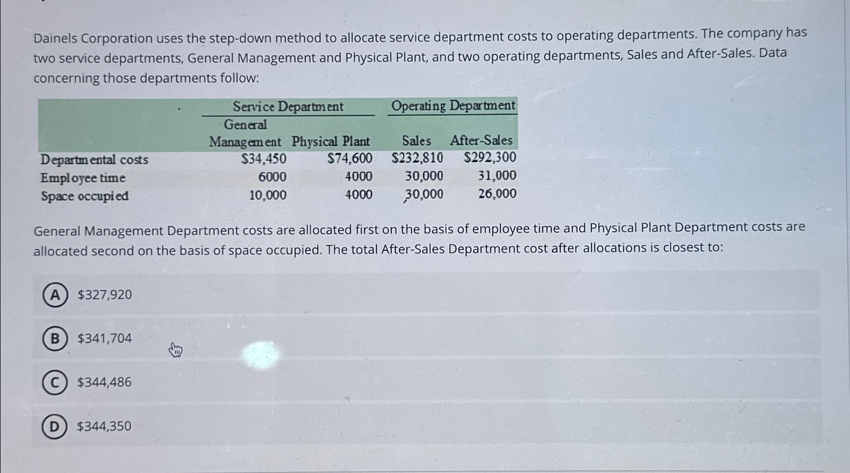 Solved Dainels Corporation uses the step-down method to | Chegg.com