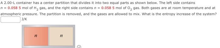Solved A 2.00-L container has a center partition that | Chegg.com