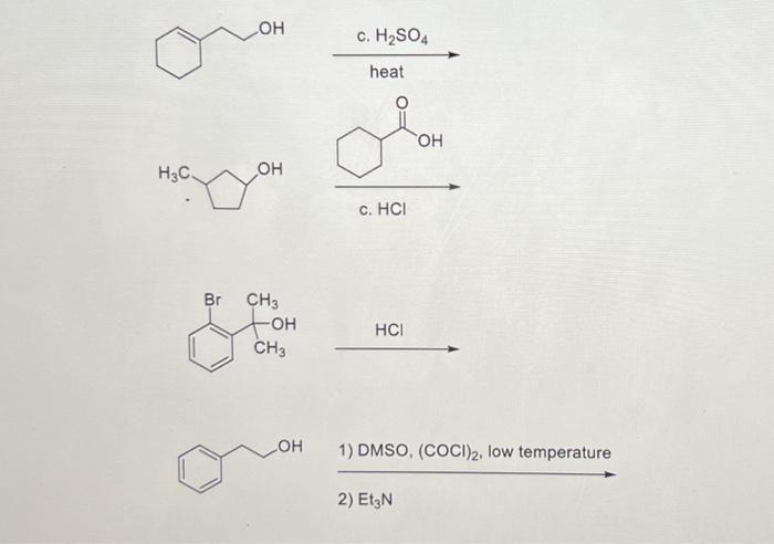 Solved c. HCl HCl 1) DMSO,(COCl)2, low temperature 2) Et3 N | Chegg.com