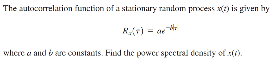 Solved The autocorrelation function of a stationary random | Chegg.com