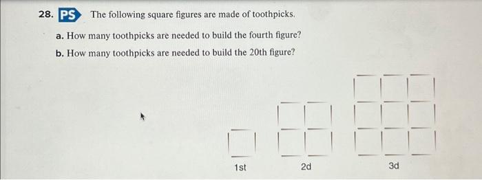 Solved 28. PS The following square figures are made of | Chegg.com