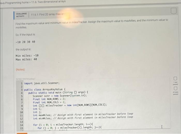 Solved Ava Programming Home 116 Two Dimensional Arrays