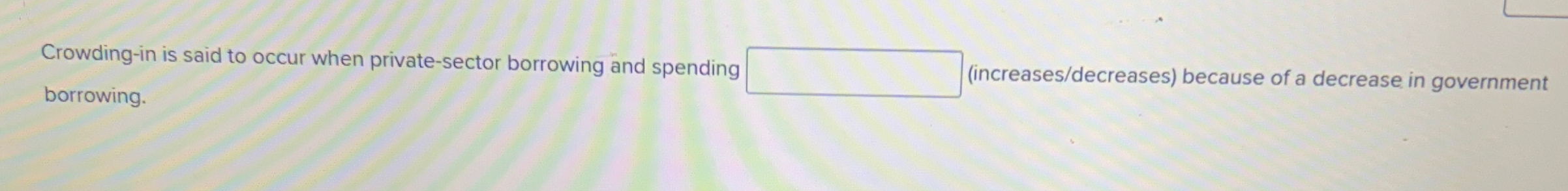 Solved Crowding-in is said to occur when private-sector | Chegg.com