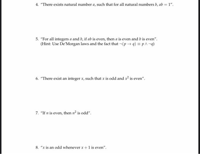 Solved state the negations of the following quantified | Chegg.com