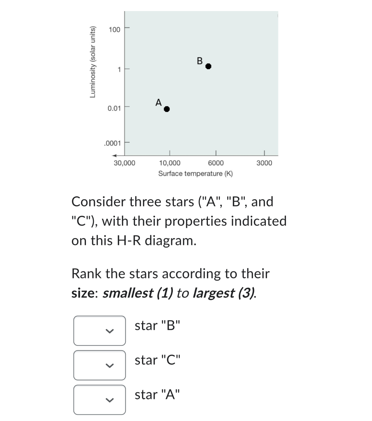 Solved Consider three stars ("A", "B", ﻿and "C"), ﻿with | Chegg.com