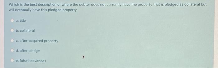 Solved Which is the best description of where the debtor | Chegg.com