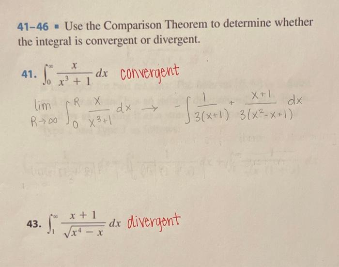 Solved 41-46 = Use the Comparison Theorem to determine | Chegg.com