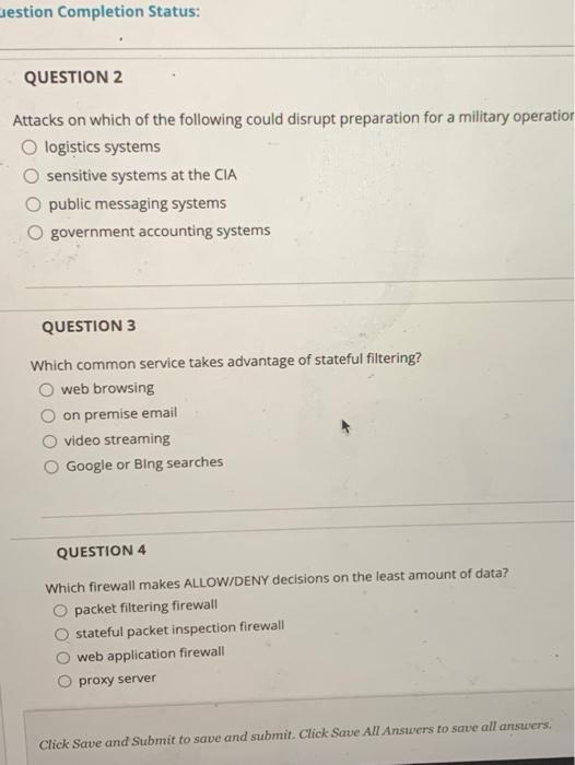 Solved Gestion Completion Status: QUESTION 2 Attacks on | Chegg.com