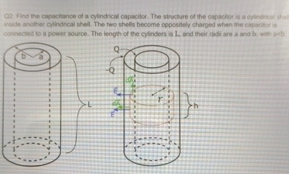 Solved Q2. ﻿Find the capacitance of a cylindrical capacitor. | Chegg.com