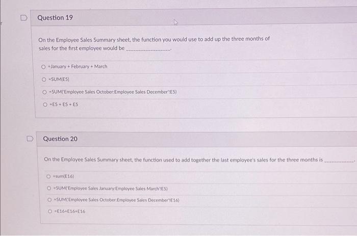 Solved On the Employee Sales Summary sheet, the function you | Chegg.com