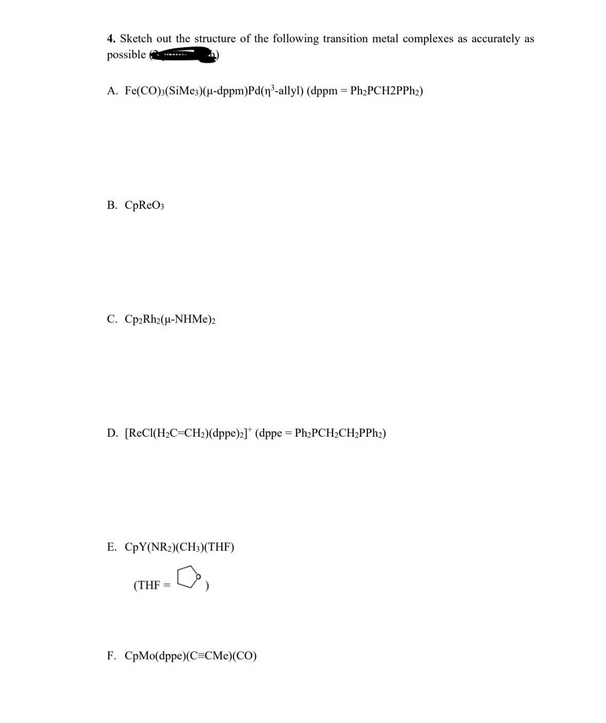 Solved Sketch out the structure of the following transition | Chegg.com