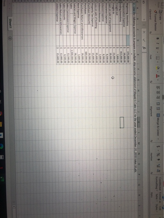 Solved In Copy BIU BA Es Merge & Center $ % 98-98 | Chegg.com