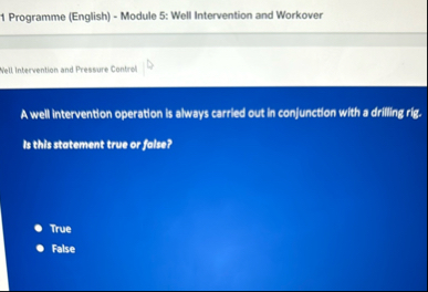 Solved 1 ﻿Programme (English) - ﻿Module 5: Well Intervention | Chegg.com
