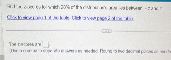 Solved Find the z-scores for which 28% of the distribution's | Chegg.com