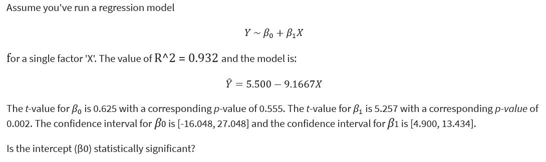 Solved by an EXPERT Assume you've run a regression modelY∼β0+β1xfor a | Chegg.com