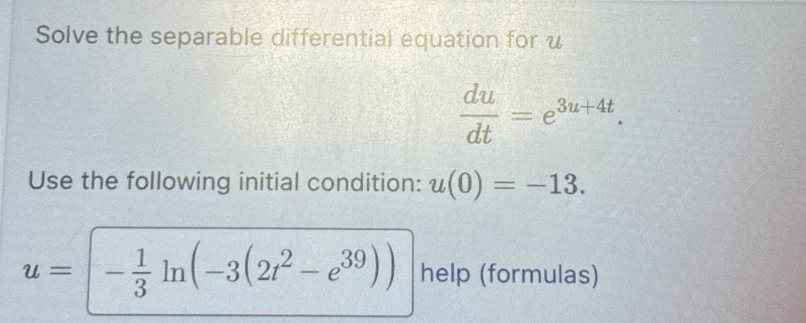 Solved Solve The Separable Differential Equation For