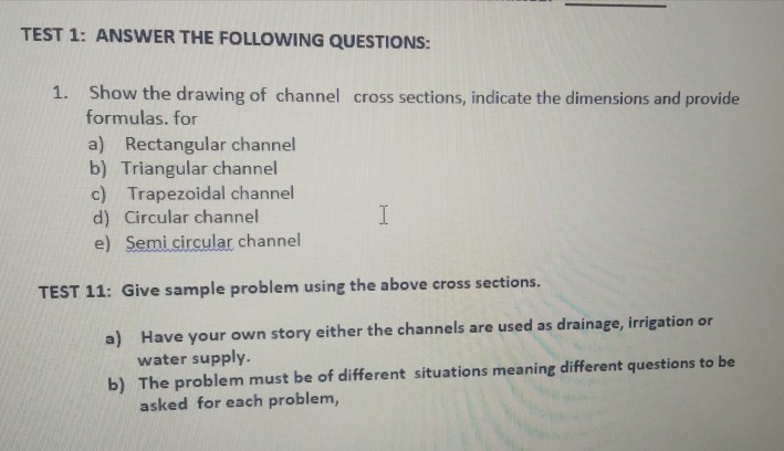 Solved TEST 1: ANSWER THE FOLLOWING QUESTIONS: 1. Show the | Chegg.com