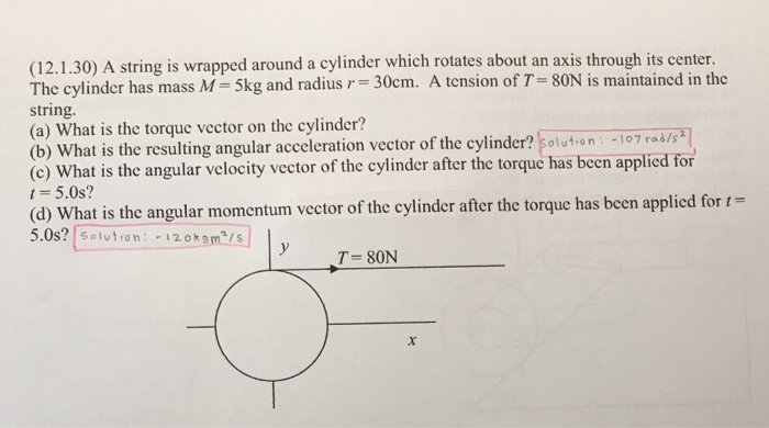 Solved (12.1.30) A string is wrapped around a cylinder which | Chegg.com