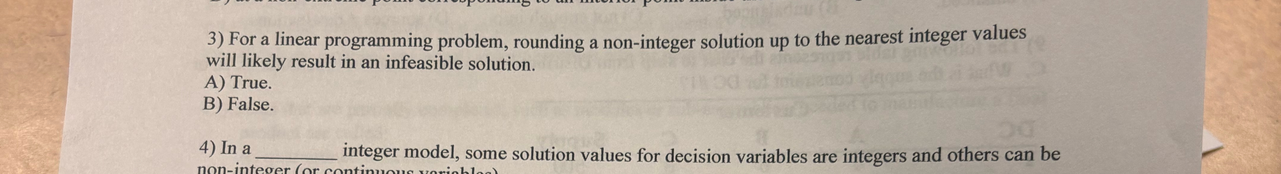 Solved For A Linear Programming Problem Rounding A